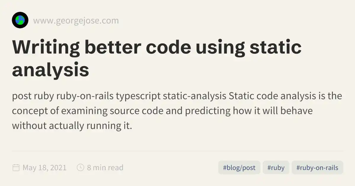 Writing Better Code Using Static Analysis 6129